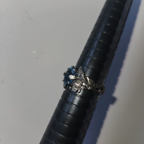 Jewelry | Vintage Style Sterling Silver Ring With Blue Oval Stone Size ...